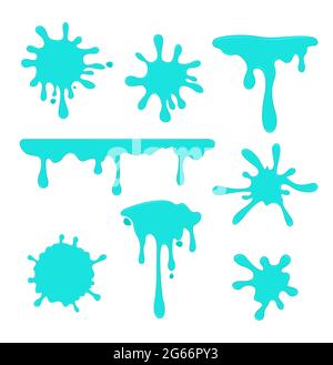 Paint splash shape colorful set. Round ink splatter flat collection ...