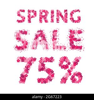 Spring sale banner 75 discount sign on hot pink background with bokeh ...