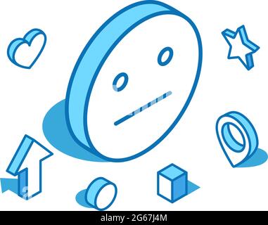 Expressionless emoji line icon. Emotionless, indifferent face symbol ...