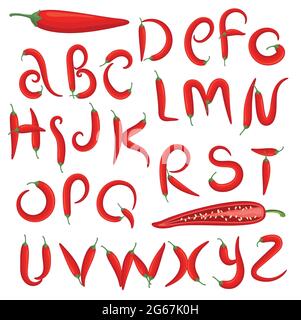Chili pepper alphabet, vector illustration Stock Vector Image & Art - Alamy