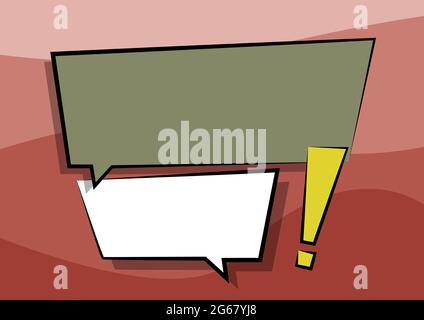 Two Colorful Overlapping Dialogue Box Drawing With Exclamation Mark ...
