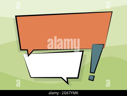 Two Colorful Overlapping Dialogue Box Drawing With Exclamation Mark ...