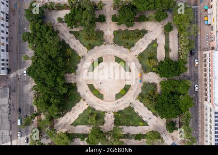 Aerial view of Plaza Grande, the downtown of Merida, Mexico in the ...