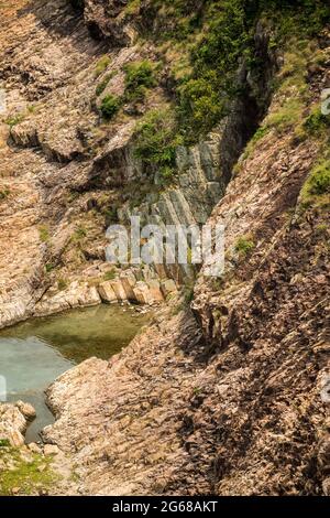 Hexagonal basaltic columns, a primary feature of the Hong Kong UNESCO ...