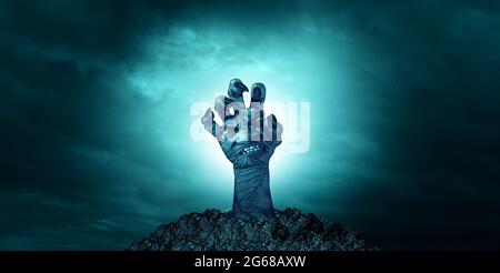 Zombie hand reaching to grab something or someone as a human like green ...