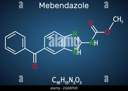 Mebendazole, MBZ molecule. It is synthetic benzimidazole derivate and ...