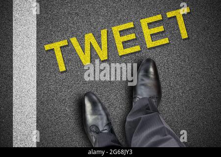 Feet in front of word web design printed on the road Stock Photo - Alamy