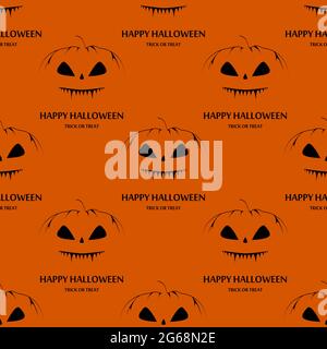 Seamless pattern with halloween pumpkins on color background. Scary and ...