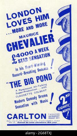 THE BIG POND, Maurice Chevalier, 1930 Stock Photo - Alamy