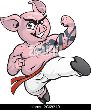 Karate Kung Fu Flying Kick Man Cartoon Stock Vector Image & Art - Alamy