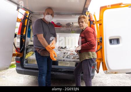 Fresh Fish delivery van in Pittenweem, Fife, Scotland, UK Stock Photo ...