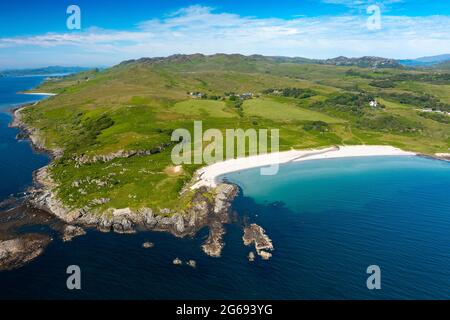 Aerial view form drone of Kilmory Beach on Kilmory Bay in Argyll & Bute ...