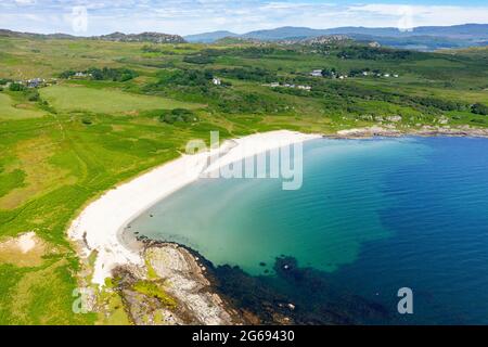 Aerial view form drone of Kilmory Beach on Kilmory Bay in Argyll & Bute ...