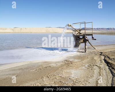 Lithium Evaporation Pond With Pump, Silver Peak, Nevada USA Stock Photo ...