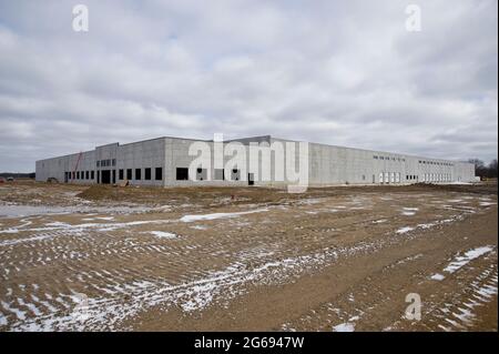 Construction site large warehouse building, Orwell Logistics Park ...
