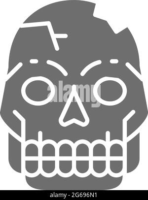 Primitive man skull, Pithecanthropus bones, human remains line icon ...