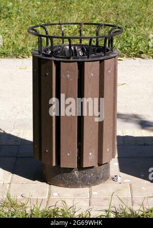 dustbin in park at dry sunny summer day Stock Photo - Alamy