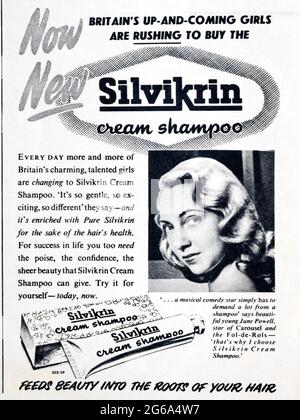 1952 British advertisement for Silvikrin hair tonic lotion Stock Photo - Alamy