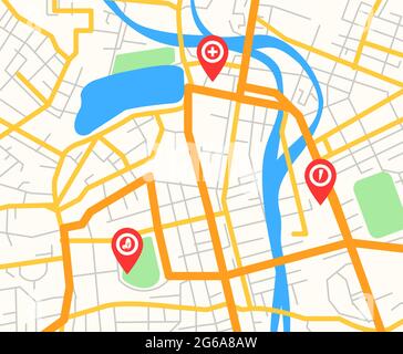 Street Map with red pointer Stock Vector Image & Art - Alamy