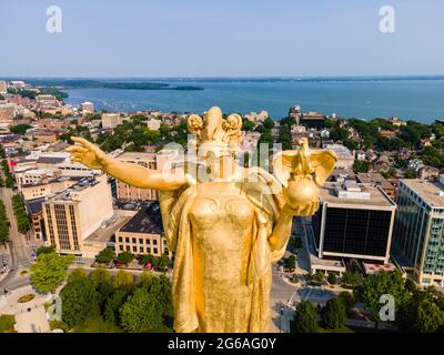 Photograph of the Forward statue on the top of Wisconsin's State ...