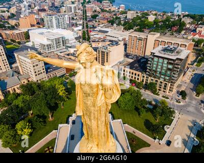 Photograph of the Forward statue on the top of Wisconsin's State ...