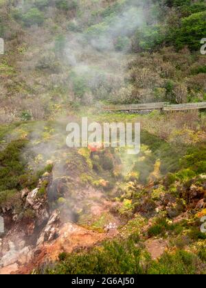 Sulfur Pits in the volcanic landscape, Terceira Island Stock Photo - Alamy