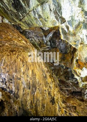 Inside the volcanic vent Algar do carvao Azores Terceira Portugal Stock ...