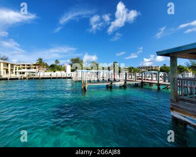 Bimini Blue Water Marina on North Bimini, Bahamas on sunny summer ...