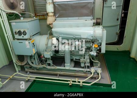 Emergency Diesel generator. Marine engine. Safety equipment Stock Photo - Alamy