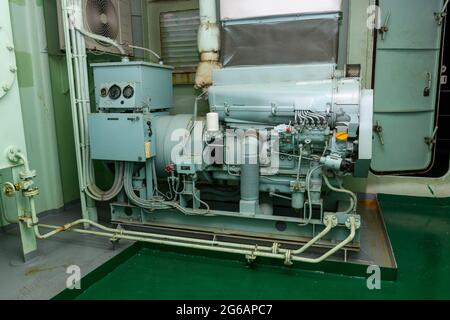 Emergency Diesel generator. Marine engine. Safety equipment Stock Photo - Alamy