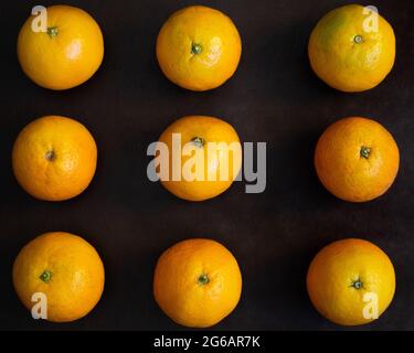 Flat lay composition with oranges on white background. Top view Stock ...