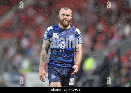 Jake Bibby (22) of Wigan Warriors in, on 3/26/2021. (Photo by Mark ...