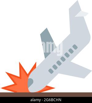 vector illustration of Burning airplane on white background Stock ...