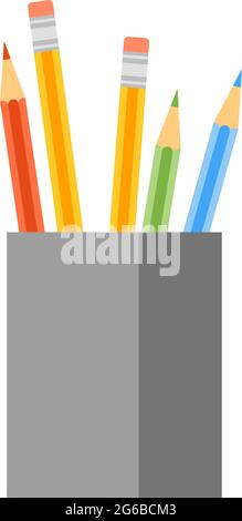 container pencil holder cartoon vector illustration Stock Vector Image ...