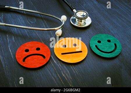 Positive patient experience concept. Stethoscope and smiley Stock Photo ...