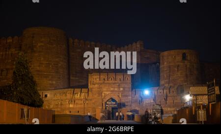 Night view of historical Agra Fort in India Stock Photo - Alamy