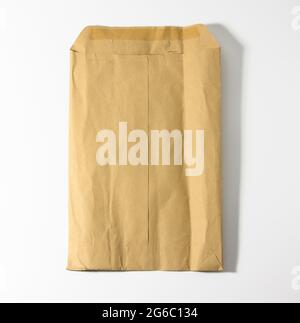 rectangular open brown kraft paper envelope on white background Stock ...