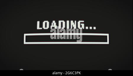Image of flickering loading and error text and bar on black background ...