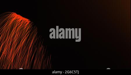 Orange light trails flowing against against black background Stock ...