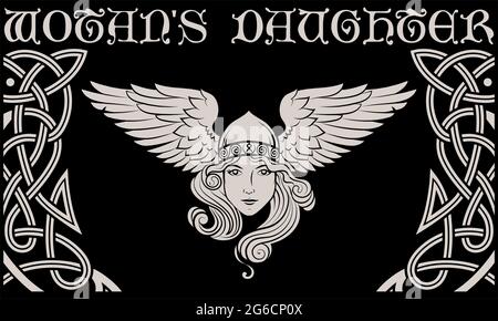 Viking Design. Valkyrie in a winged helmet. Image of Valkyrie, a woman ...