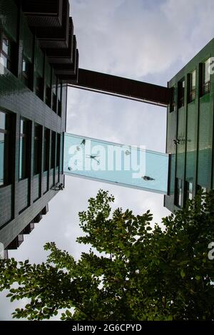 The 35-metre-high transparent Sky Pool bridge between two buildings at ...