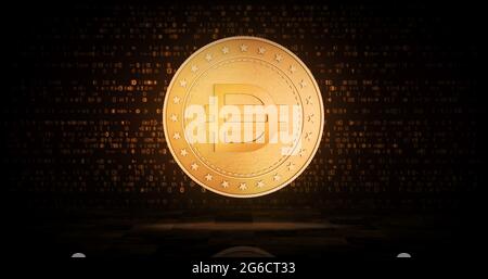 Dai stablecoin cryptocurrency symbol gold coin on green screen ...
