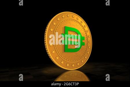 Dai stablecoin cryptocurrency symbol gold coin on green screen ...