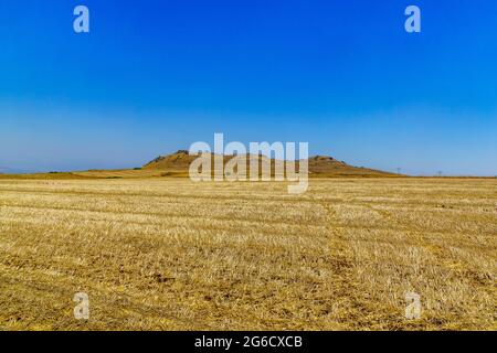 The Horns of Hattin is an extinct volcano with twin peaks overlooking ...