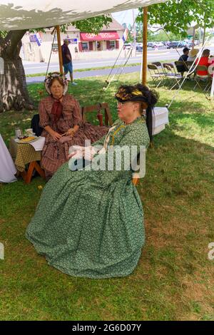 Gettysburg, PA, USA - July 4, 2021: A view of the downtown area in the ...