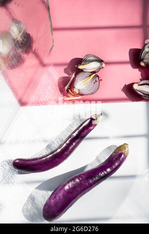 Composition with red onion on white wooden background Stock Photo - Alamy