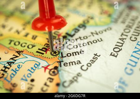 Atlas map of Lome in Togo Stock Photo - Alamy