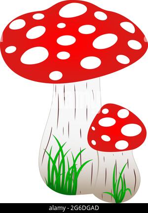 Funny toadstool on green background with measuring scale for children ...