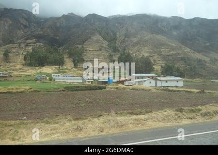 Peru Mountains and villages and local farm building building buildings ...