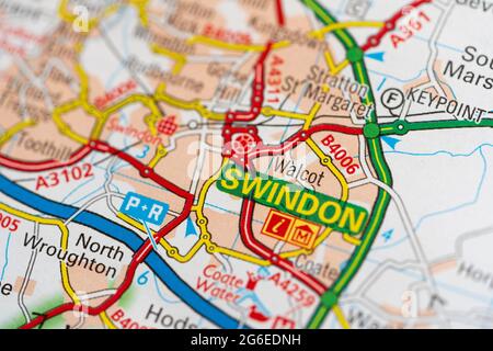Road Map of Swindon, Wiltshire, England Stock Photo - Alamy